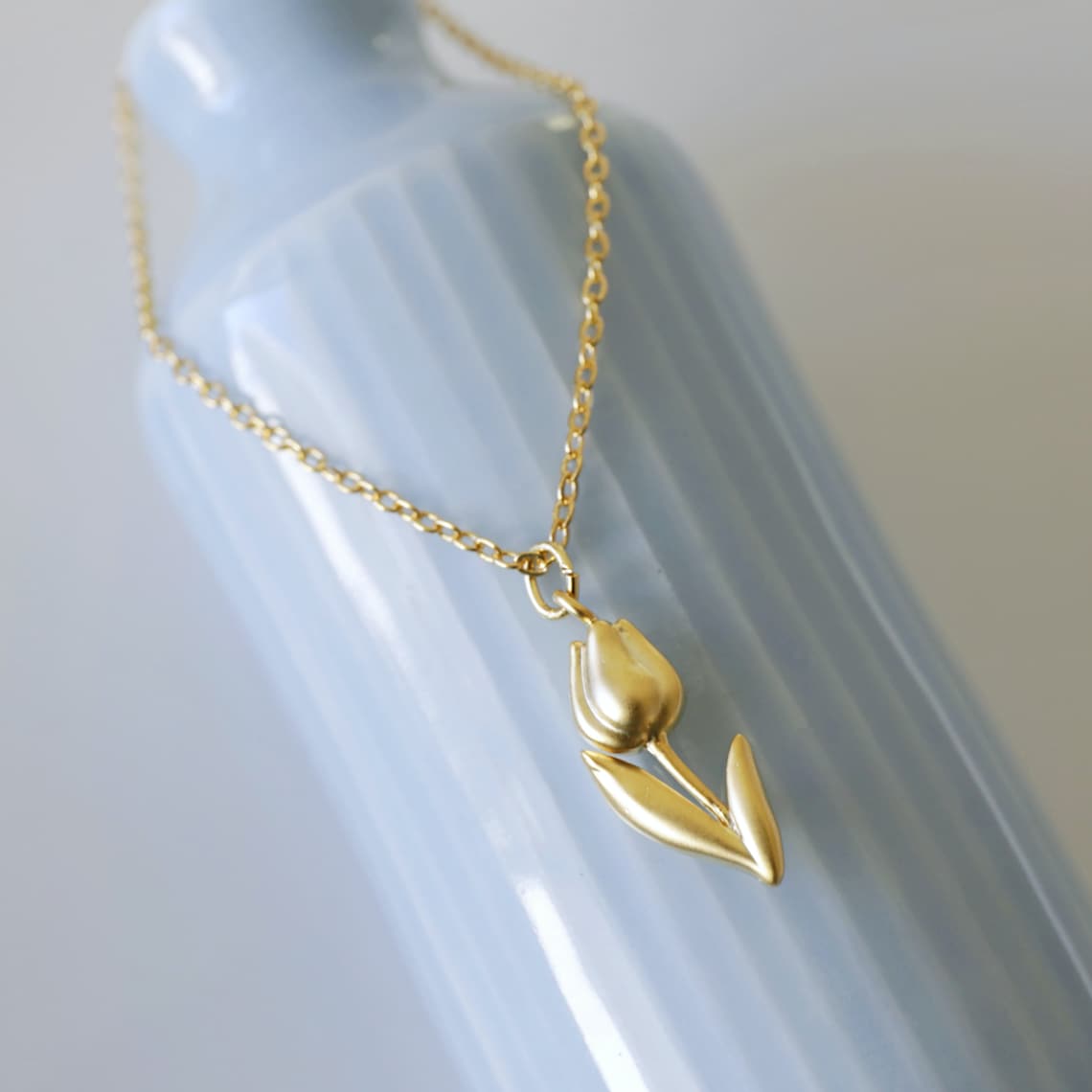 Tiny Gold Tulip Charm Necklace Tulip Necklace Flower | Etsy