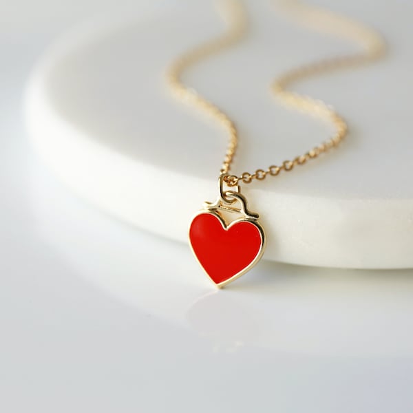 Red Heart Necklace - Etsy