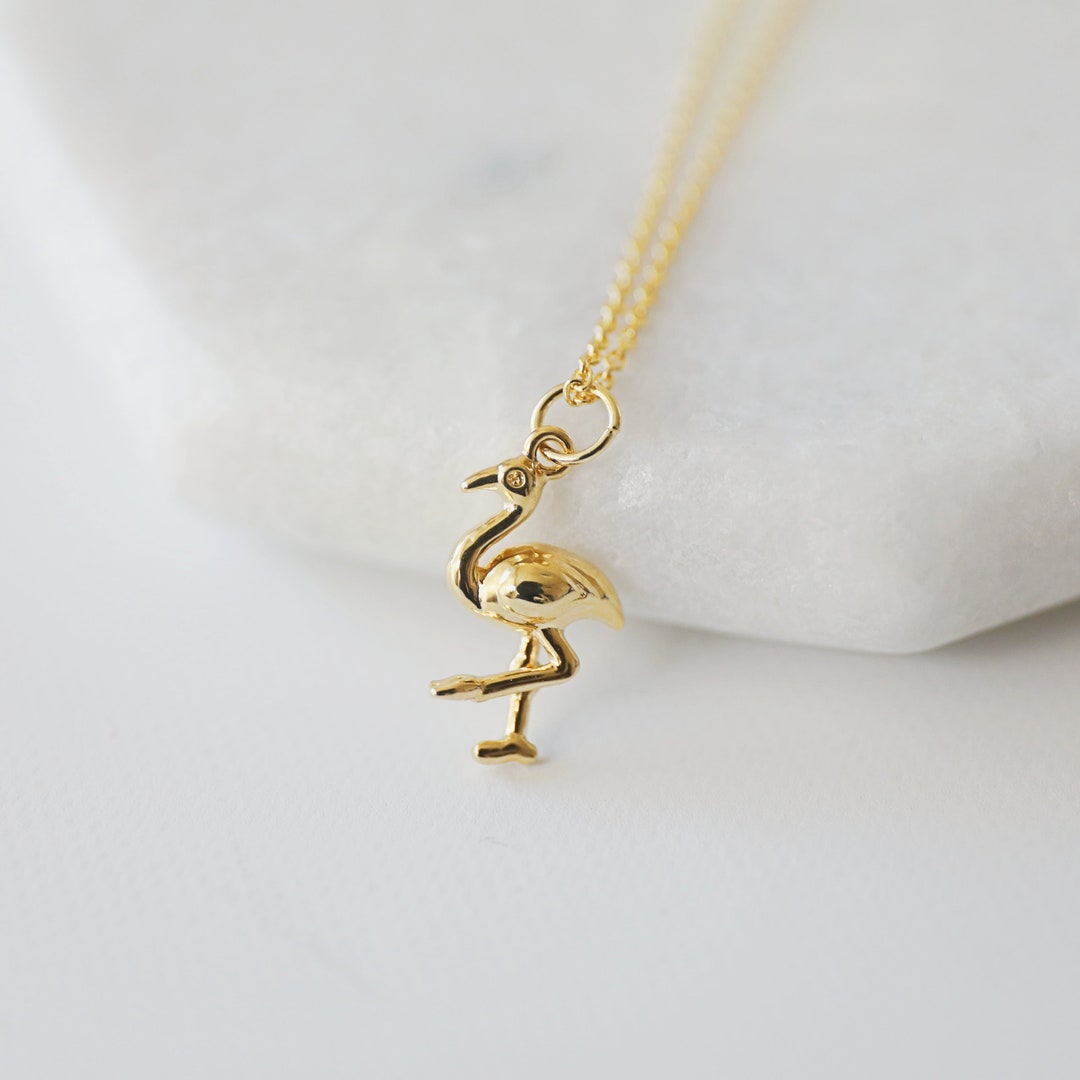 Gold Flamingo Charm Necklacedainty Necklace Gold Flamingo - Etsy