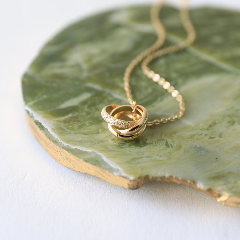 Gold Three Ring Necklace Triple Ring Necklace Gold Three - Etsy