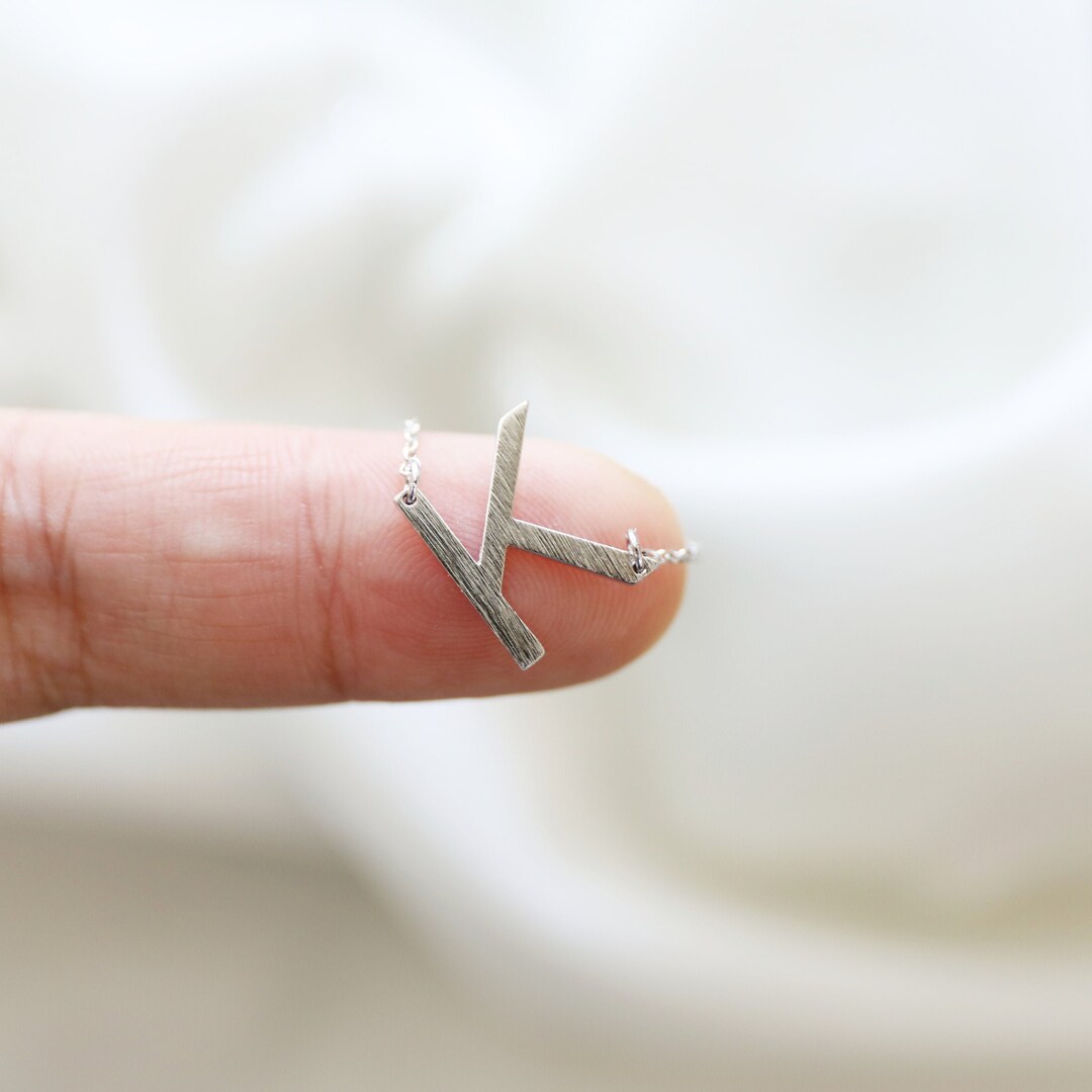 Initial Necklace, Gold Sideway K Pendant Necklace, Alphabet K Necklace ...