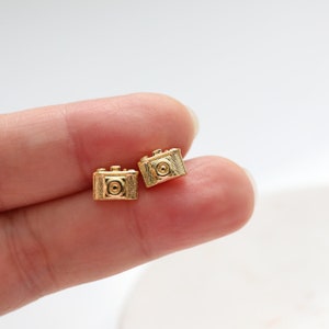 Super Tiny Gold Camera Earrings, Camera Earrings,birthday Gift - Etsy