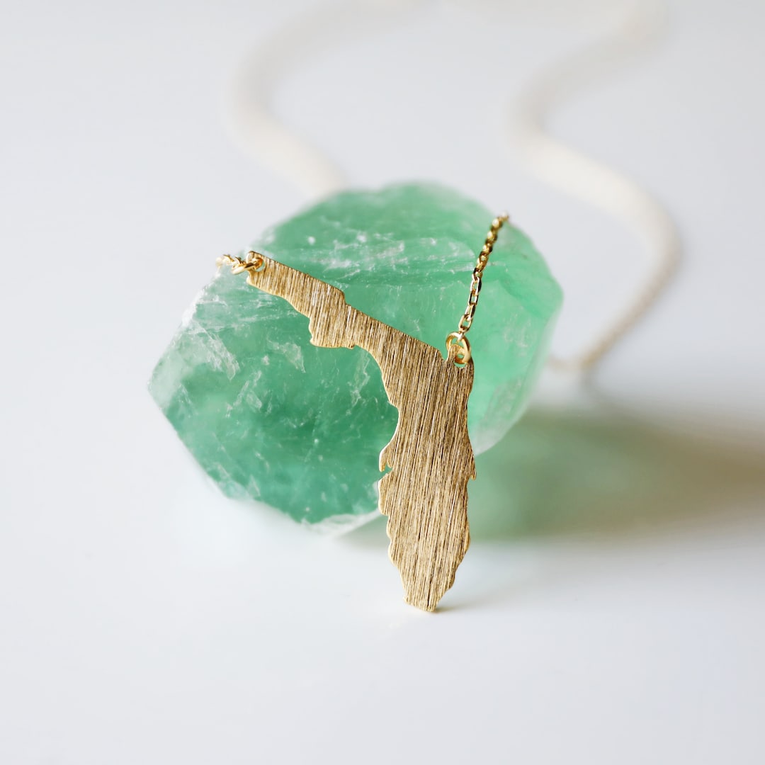 Gold Florida Pendant Necklace, State Pendant Necklace, Bridal Shower ...