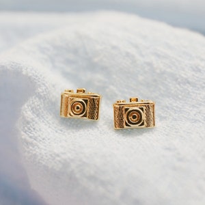 Super Tiny Gold Camera Earrings, Camera Earrings,birthday Gift - Etsy
