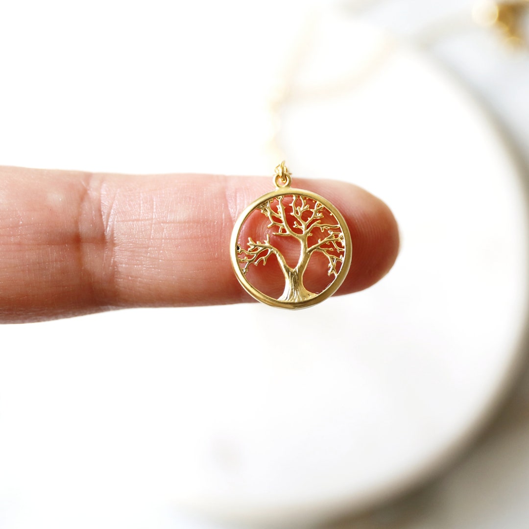 Dainty Gold Tree Pendant Necklace, Tree of Life Necklace,birthday Gift ...