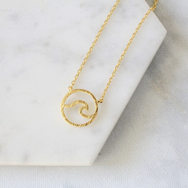 Gold Wave Necklace Surf Pendent Necklace Dainty Necklace - Etsy