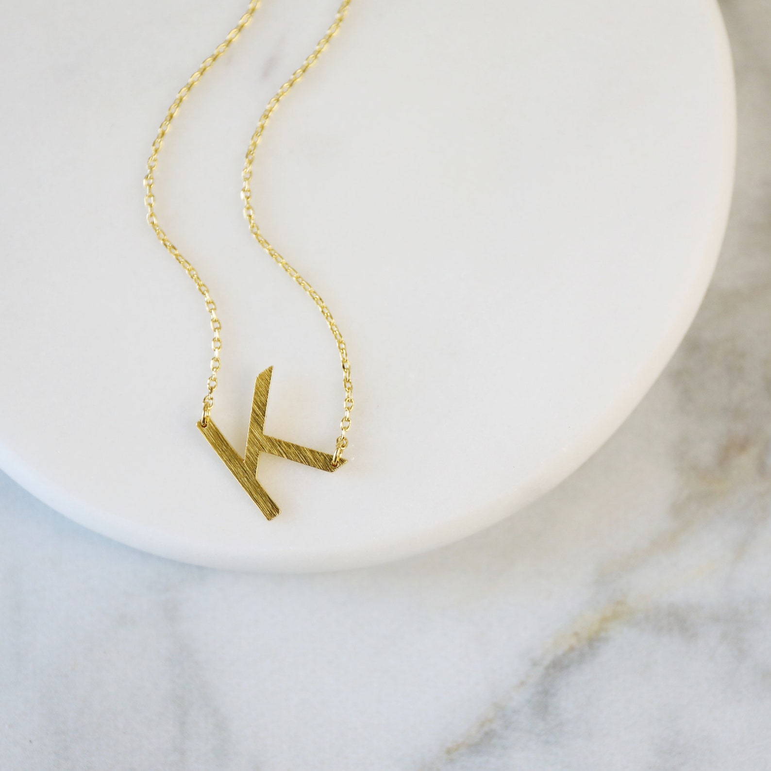 Initial Necklace Gold Sideway K Pendant Necklace Alphabet K - Etsy