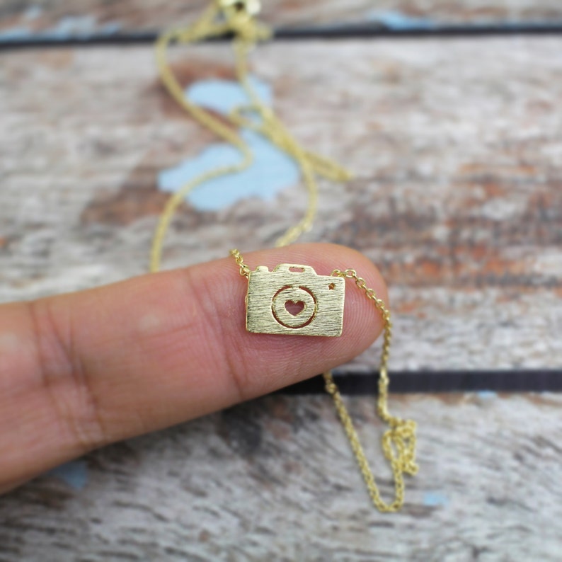 Dainty Necklace Tiny Gold Camera Charm NecklaceBridesmaid | Etsy
