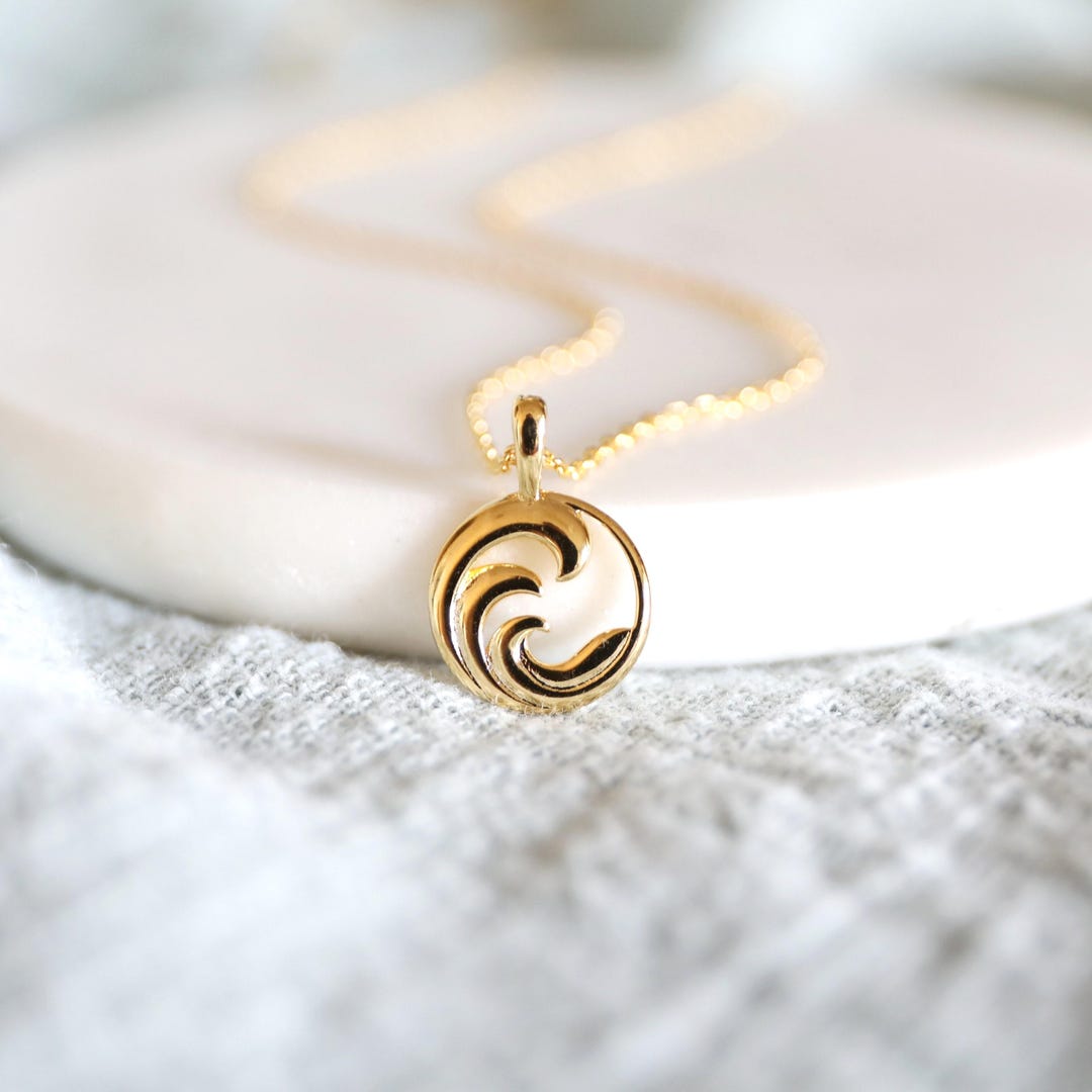 Gold Wave Pendant Necklace: Dainty Surf Jewelry Gift - Etsy