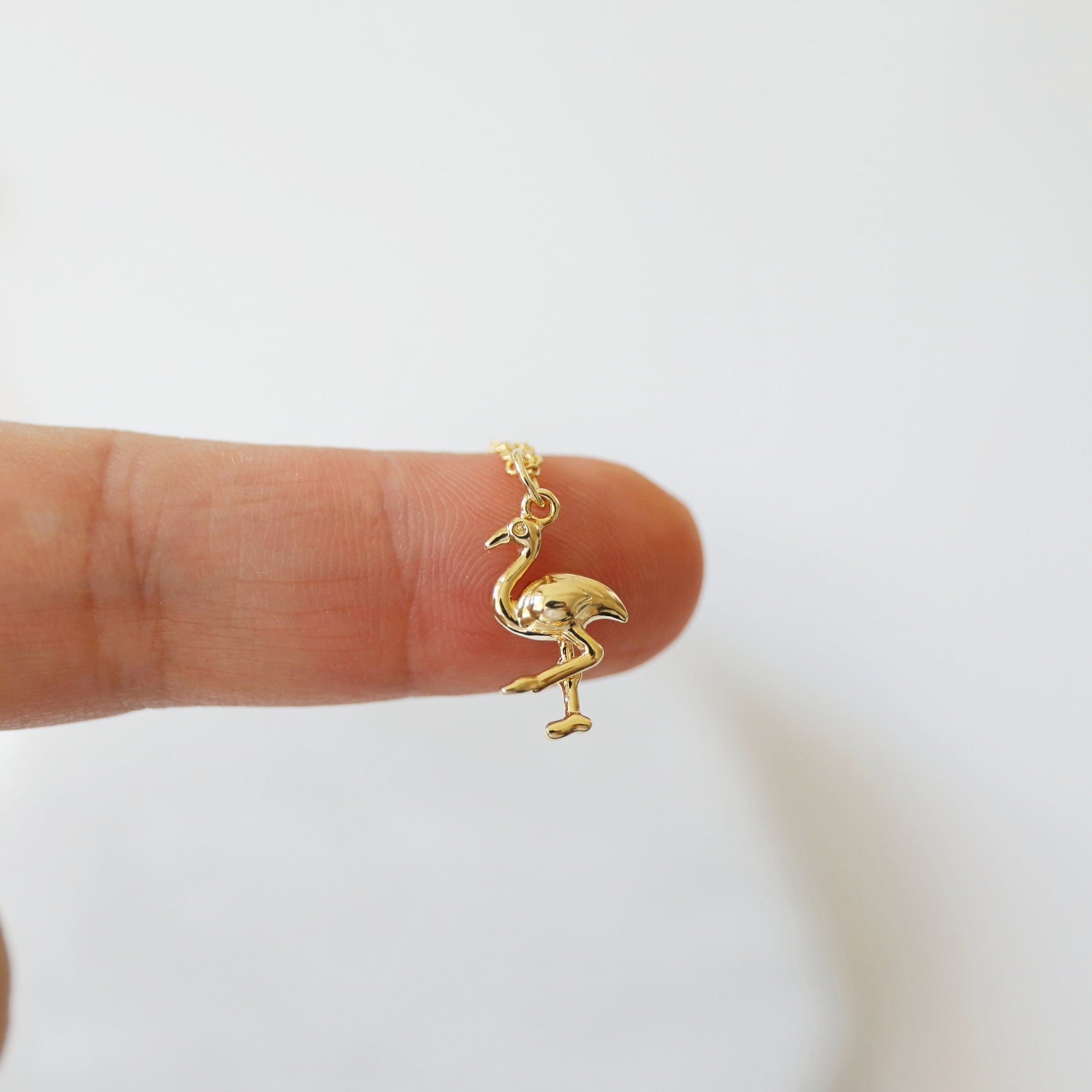 Gold Flamingo Charm Necklacedainty Necklace Gold Flamingo - Etsy