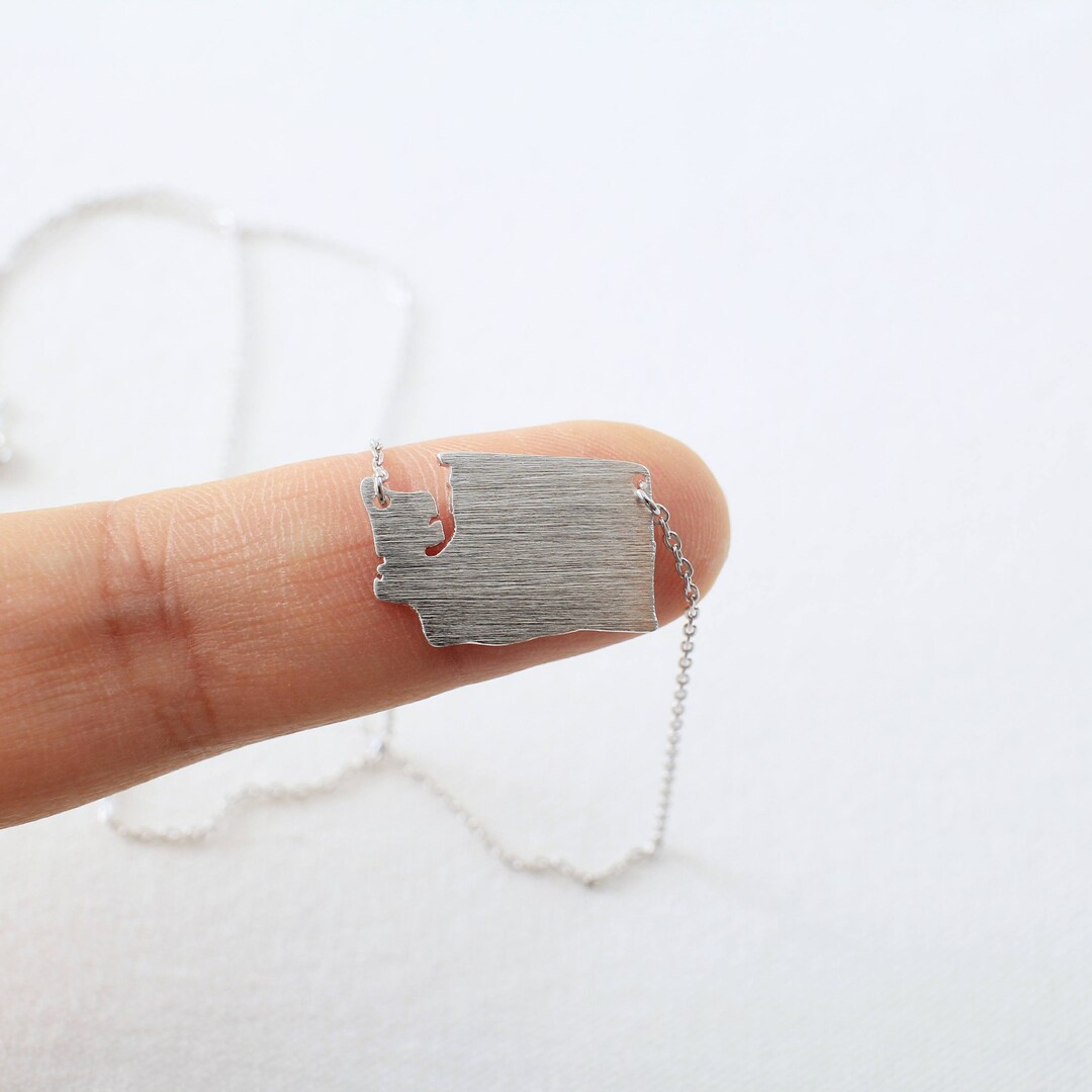 Silber Washington State Charm Halskette, Mädchen Halskette, Washington ...