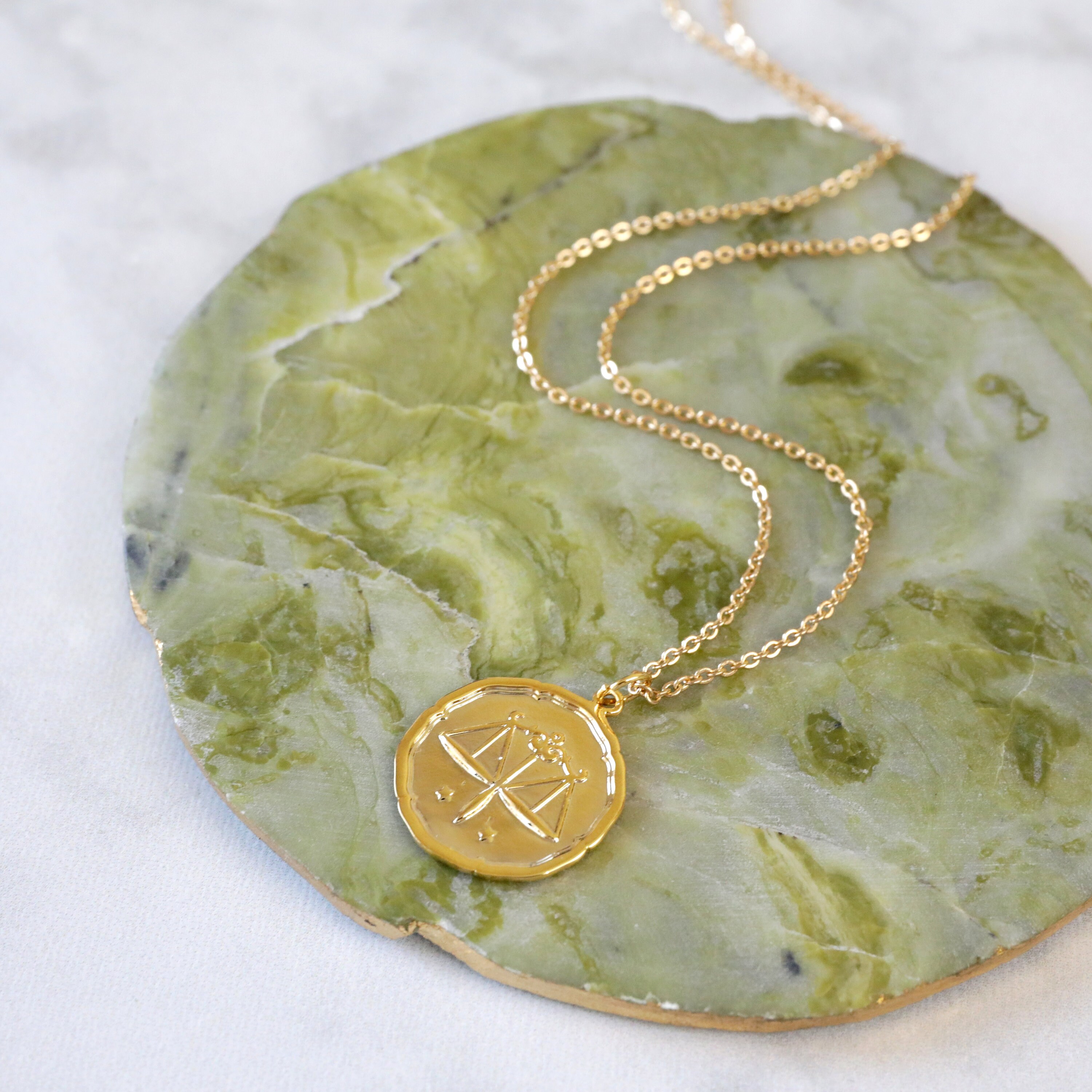 Libra Sign Coin Necklace Zodiac Sign Jewelrycelestial | Etsy