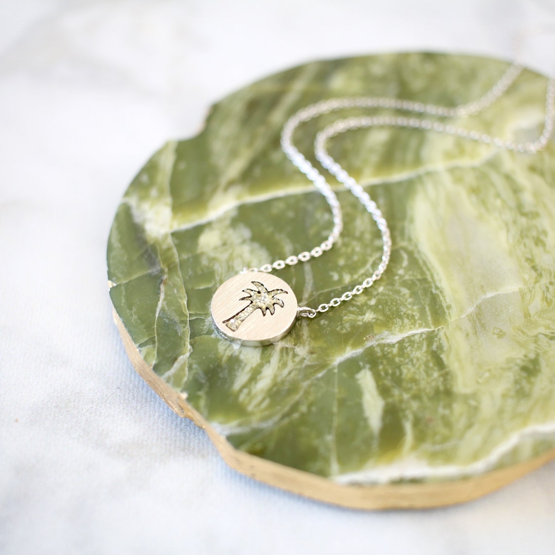 Palm Tree Coin Necklace Mini Palm Tree Coin Necklace | Etsy