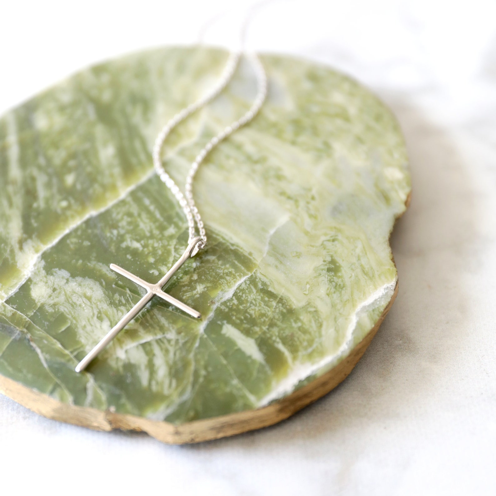 Silver Skinny Cross Pendant Necklace - Etsy