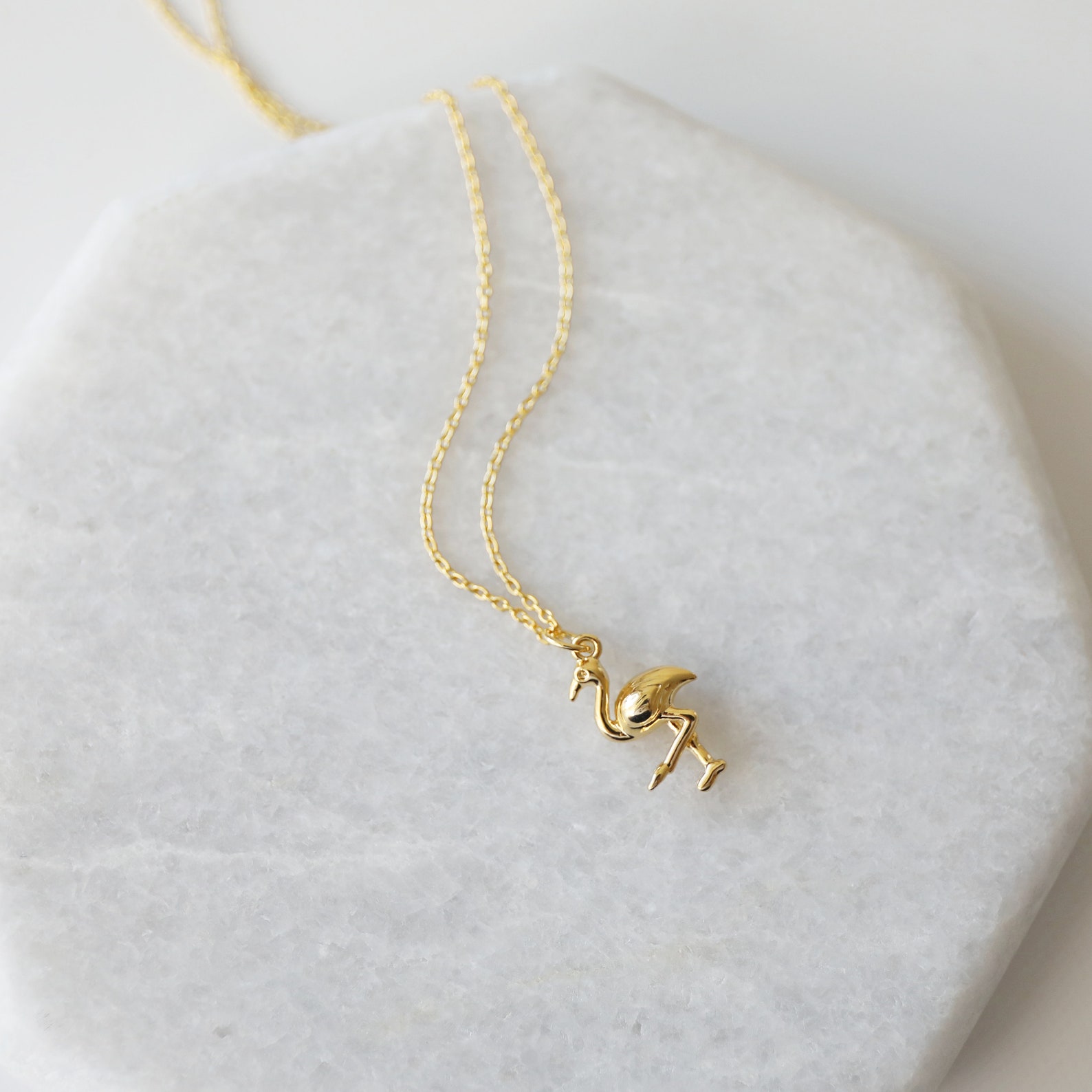 Gold Flamingo Charm Necklacedainty Necklace Gold Flamingo - Etsy