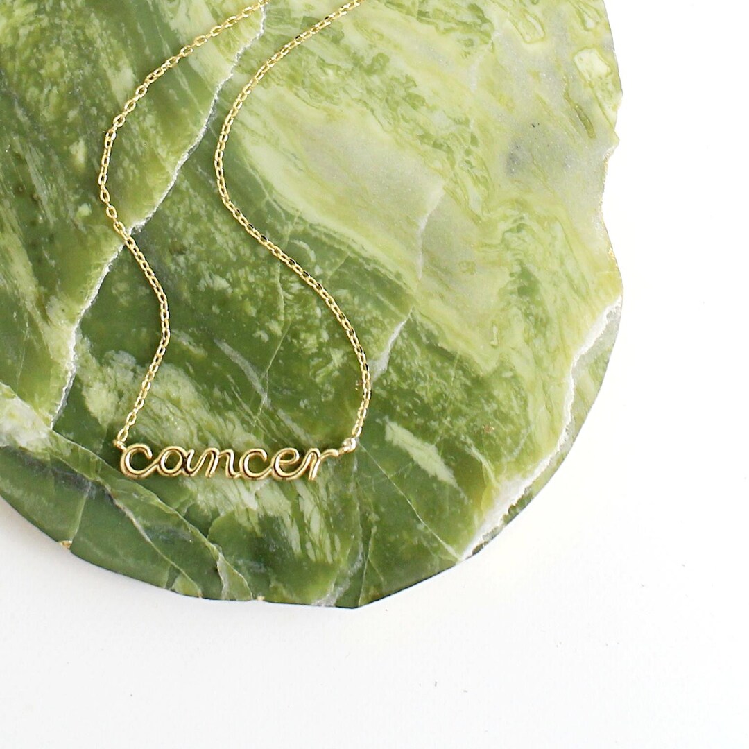 Zodiac Cursive Cancer Necklace, Gold Cancer Script Necklace,zodiac ...