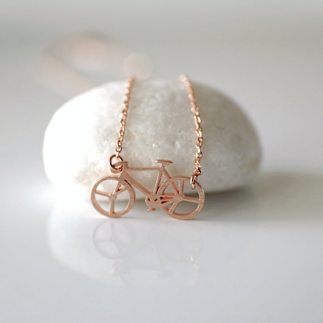 Rose Gold Bicycle Necklace, Rose Gold Dainty Necklace, Minimalist ...