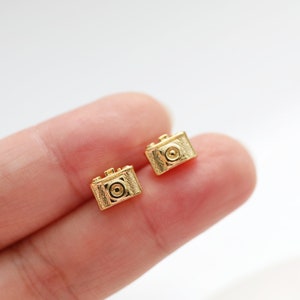 Super Tiny Gold Camera Earrings, Camera Earrings,birthday Gift - Etsy