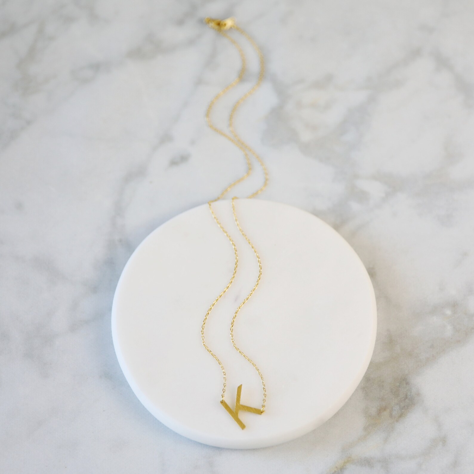 Initial Necklace Gold Sideway K Pendant Necklace Alphabet K | Etsy