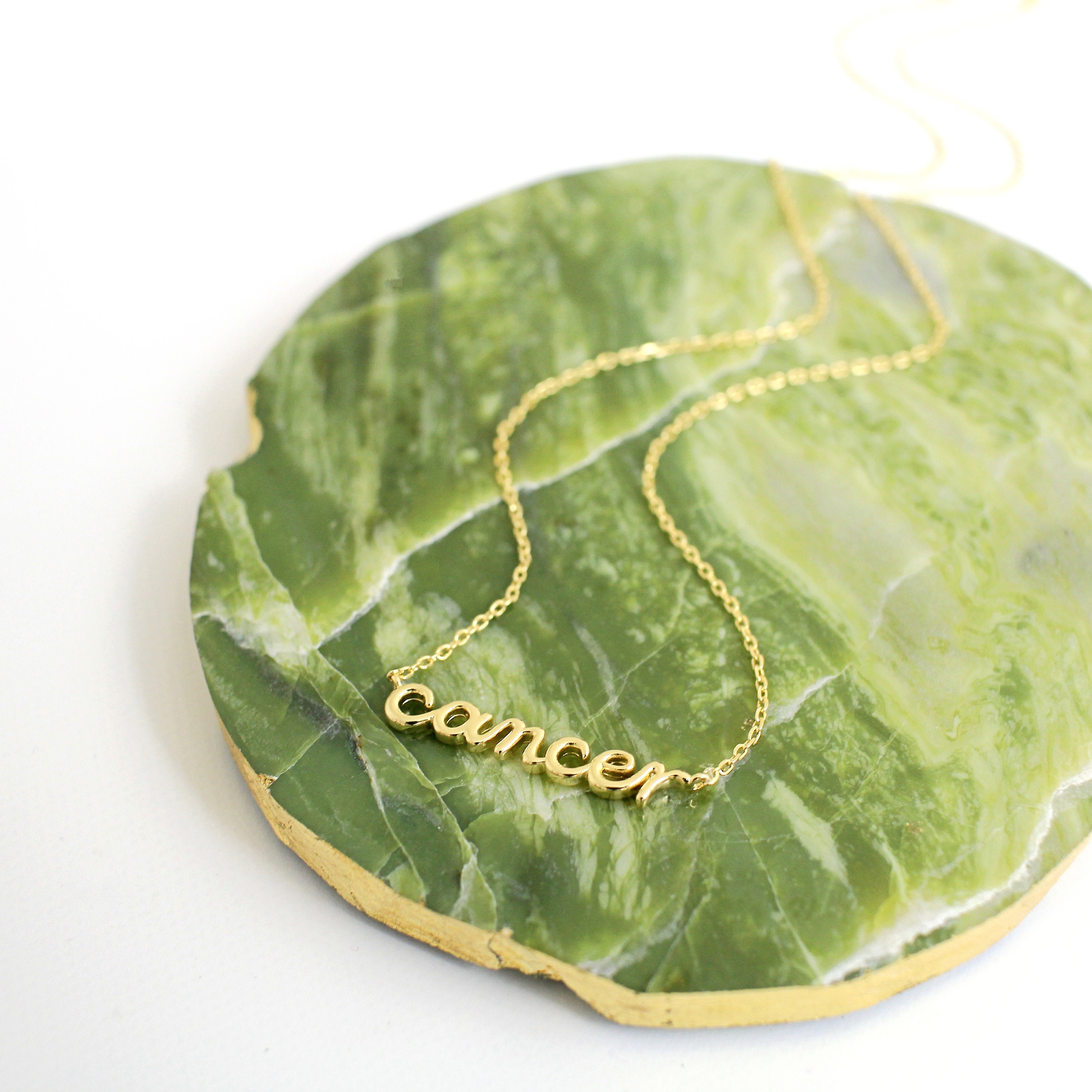 Zodiac Cursive Cancer Necklace Gold Cancer Script - Etsy Denmark