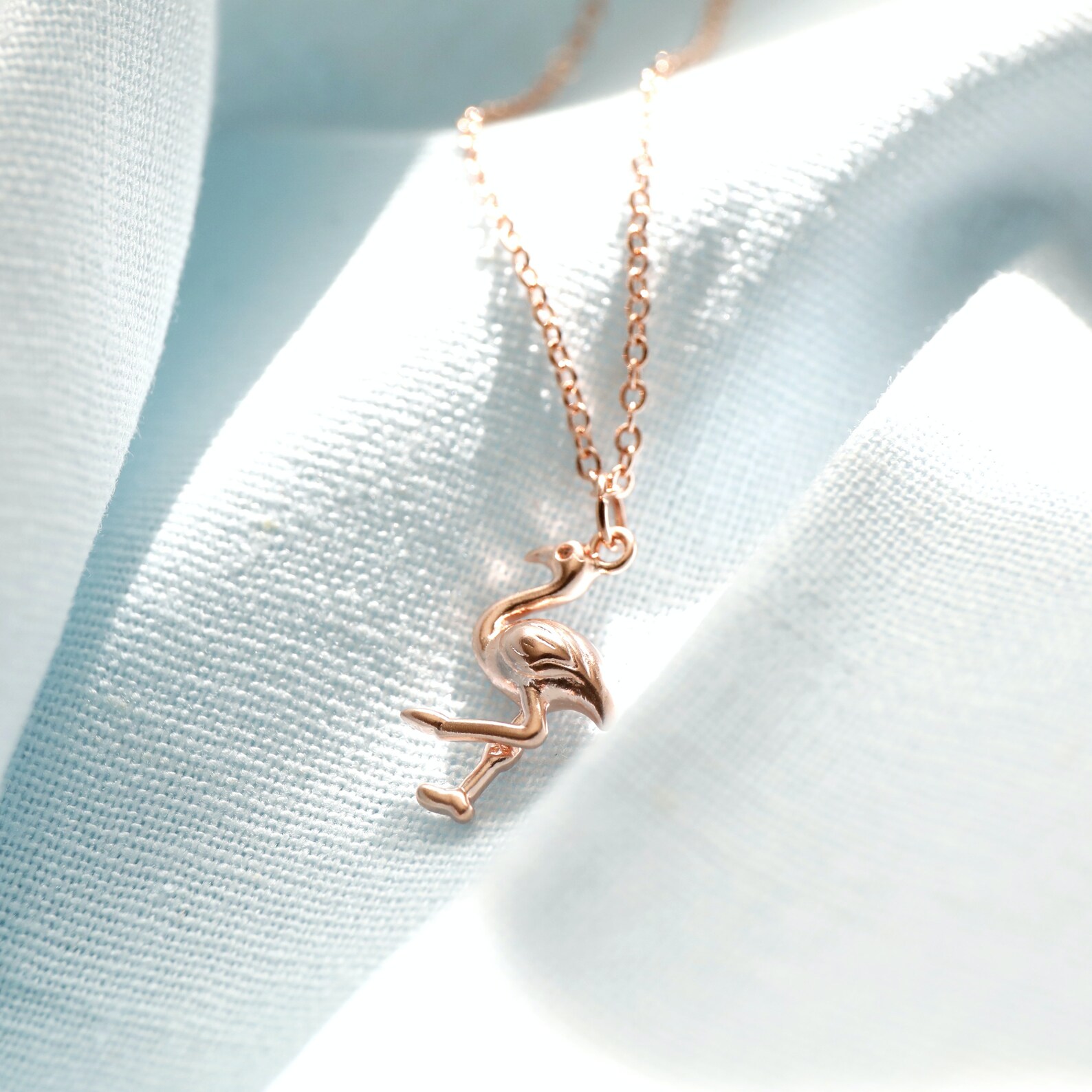 Flamingo Necklacedainty Rose Gold Flamingo Charm - Etsy