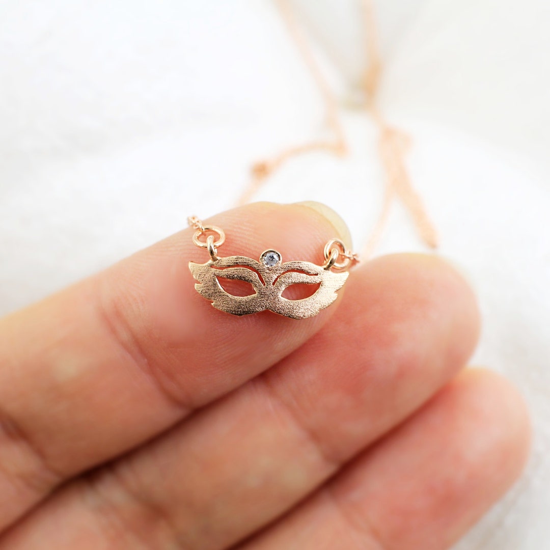 Dainty Necklace, Rose Gold Masquerade Mask Necklace,bridesmaid Gift ...