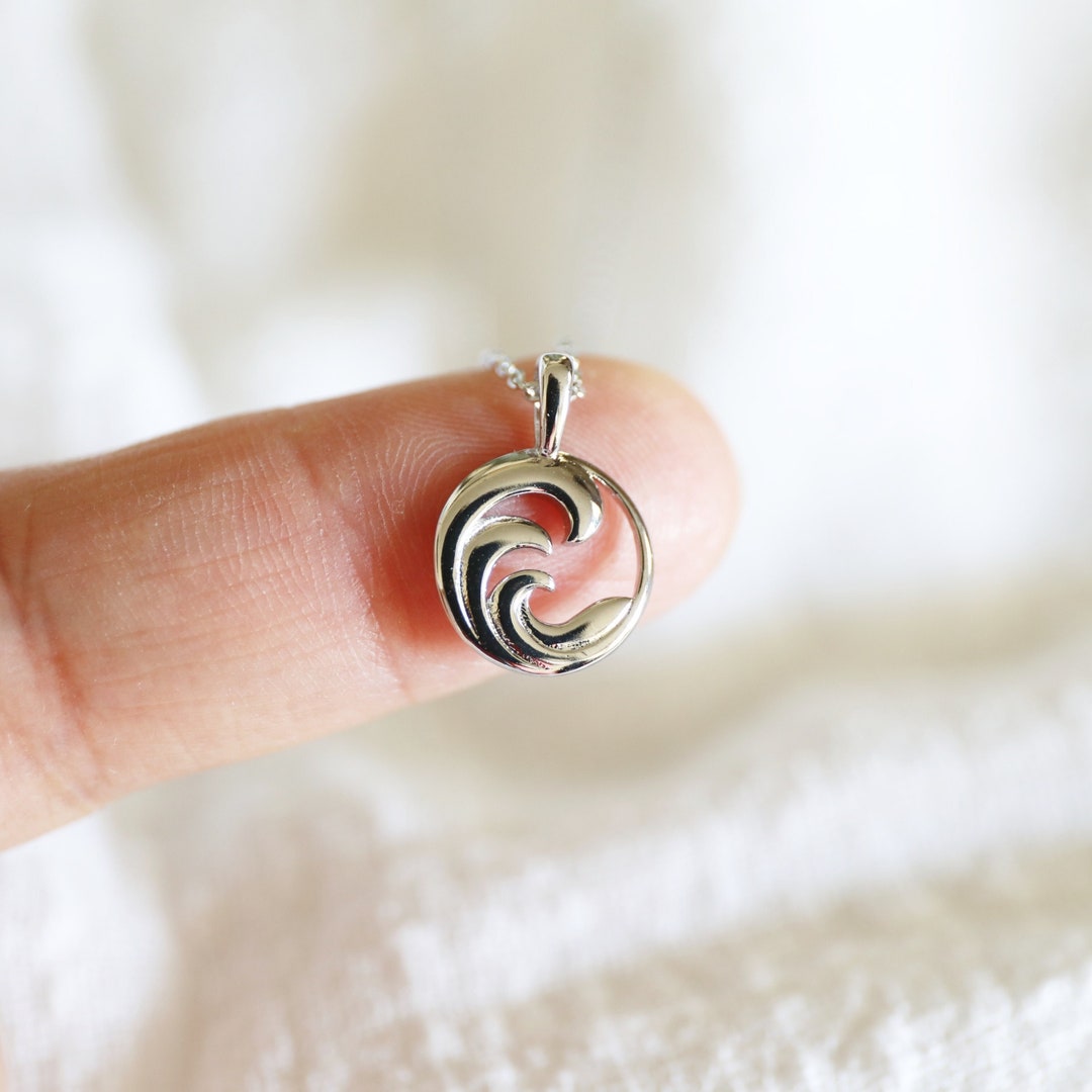 Wave Necklace, Silver Color Surf Pendent Necklace, Dainty Necklace ...