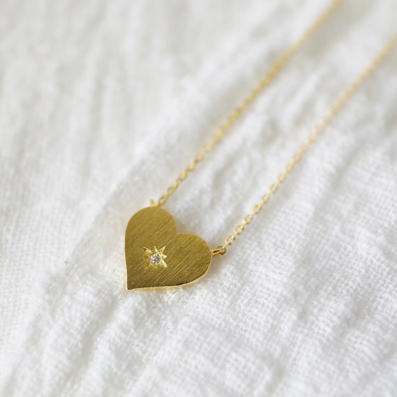 Tiny Gold Heart Necklace Gold Small Heart | Etsy