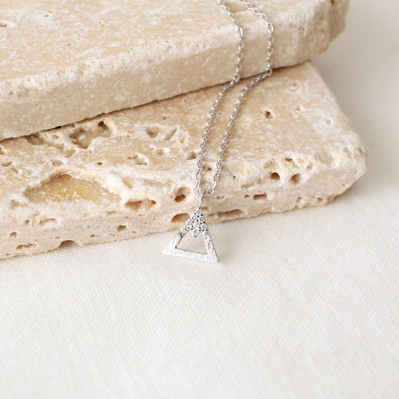 Dainty Necklacesilver Triangle Pendent Necklace Minimalist | Etsy