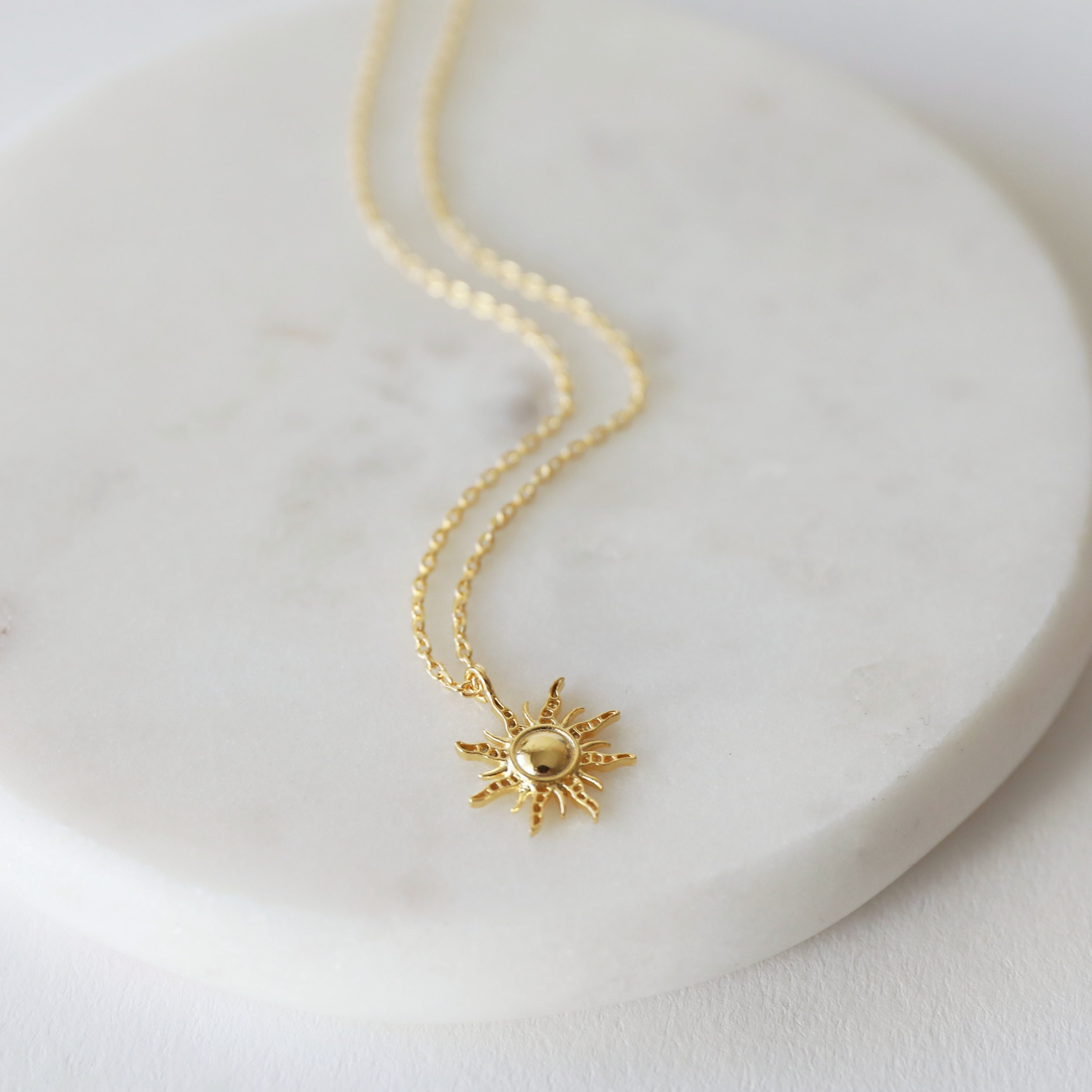 Gold Sun Pendent Necklace Sun Necklace Layering Necklace | Etsy
