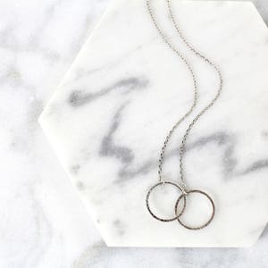 Silver Double Ring Pendant Necklace, Circle Necklace, Simple and Modern ...