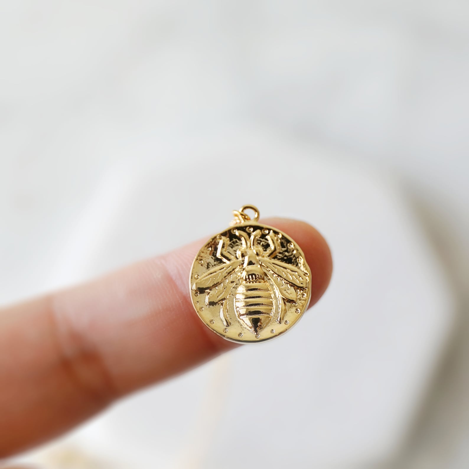 Bee Coin Necklace Gold Bee Pendant Necklace Bee | Etsy