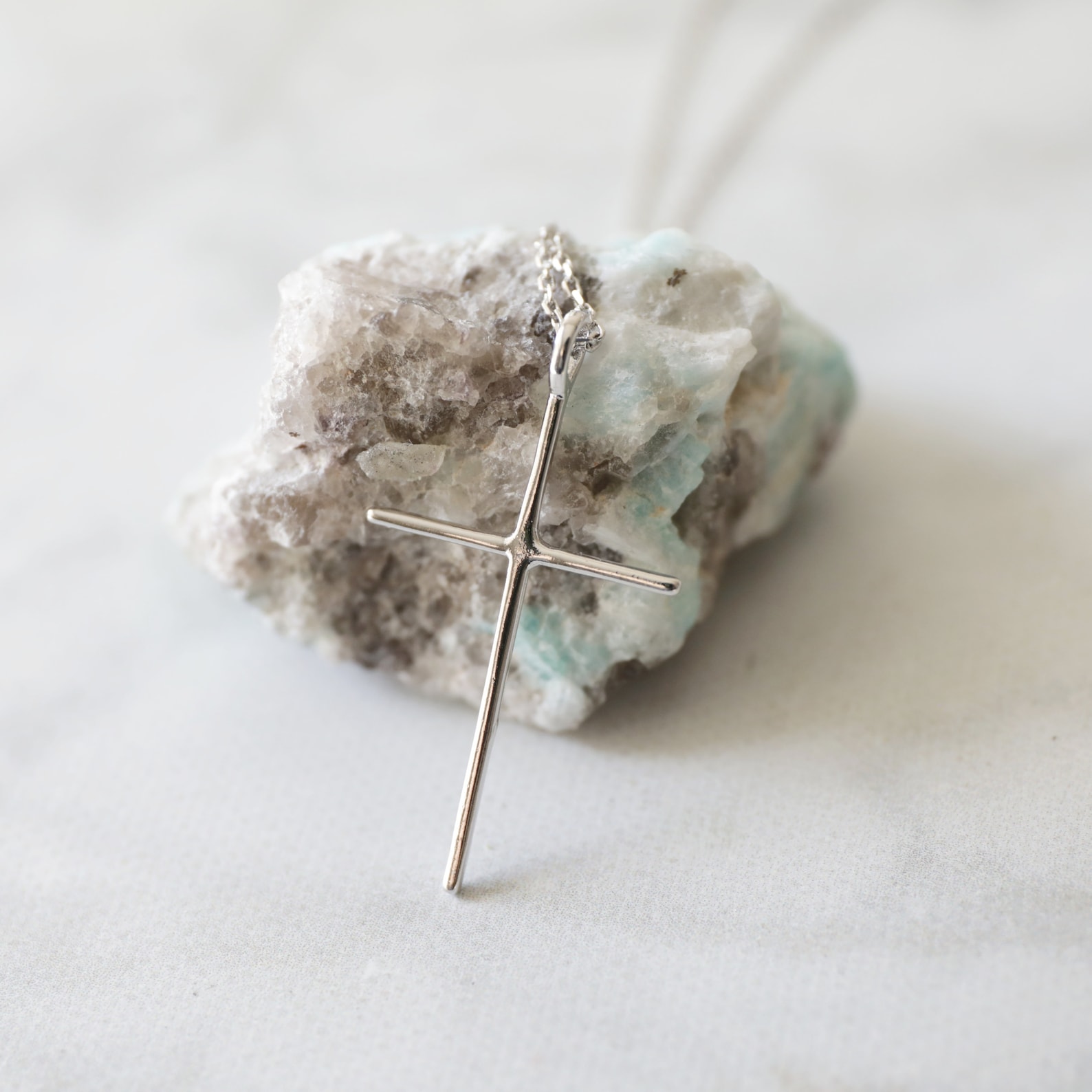 Silver Skinny Cross Pendant Necklace - Etsy