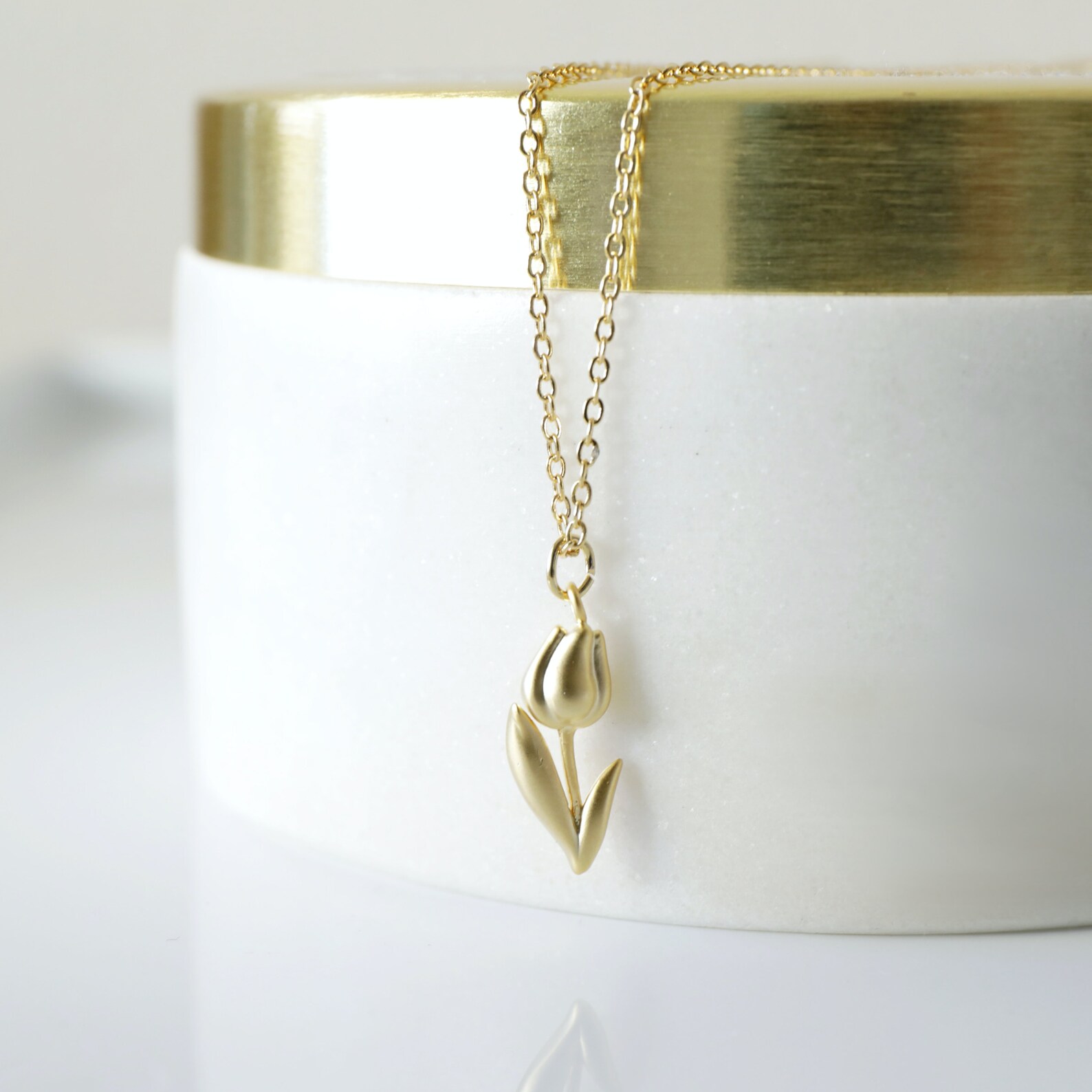 Tiny Gold Tulip Charm Necklace Tulip Necklace Flower | Etsy