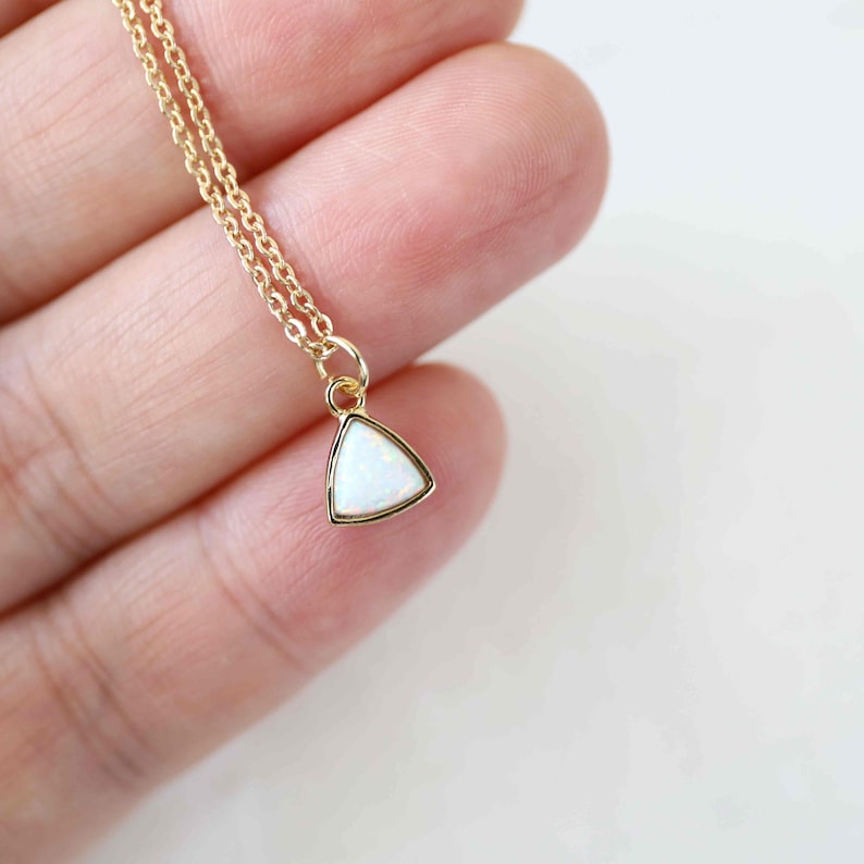 Tiny Triangle Opal Stone Gold Necklace Opal Stone Necklace - Etsy