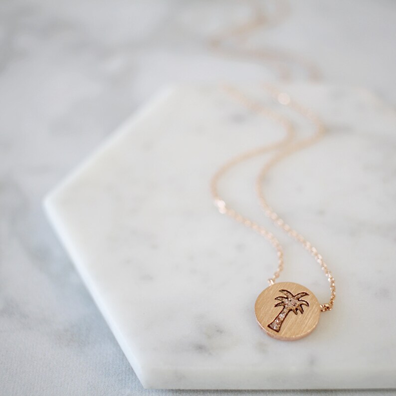 Palm Tree Coin Necklace Mini Palm Tree Coin Necklace | Etsy
