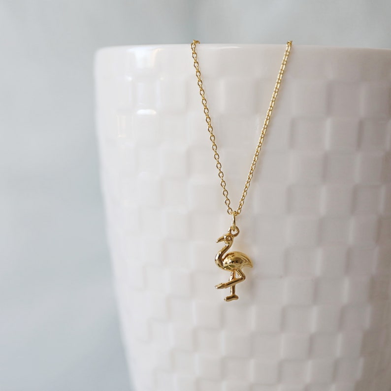 Gold Flamingo Charm Necklacedainty Necklace Gold Flamingo - Etsy