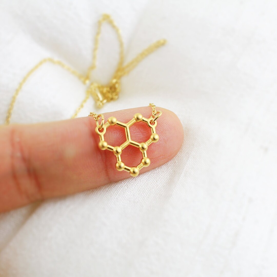 Dainty Necklace, Gold Water H2O Molecule Charm Necklace, Ice Hydro ...