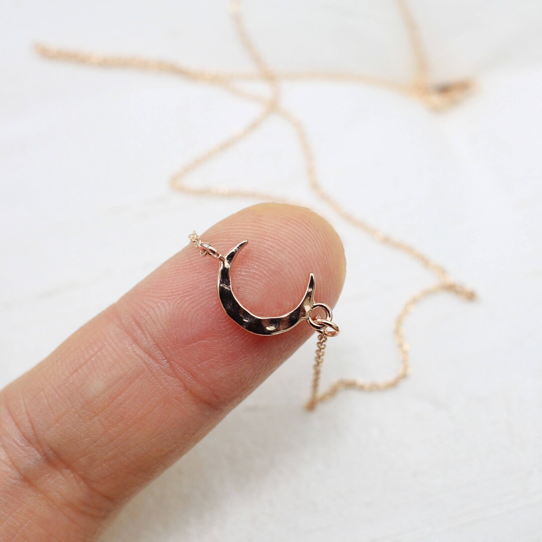 Moon Necklace, Rose Gold Hammered Crescent Moon Necklace,birthday Gift ...