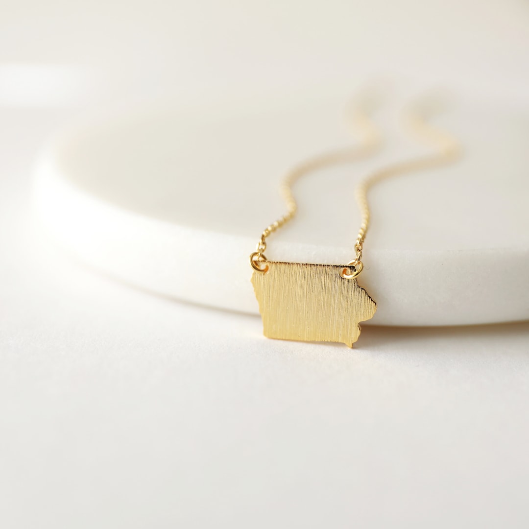 Iowa State Pendent Necklace, Iowa State Necklace, IA State Necklace ...