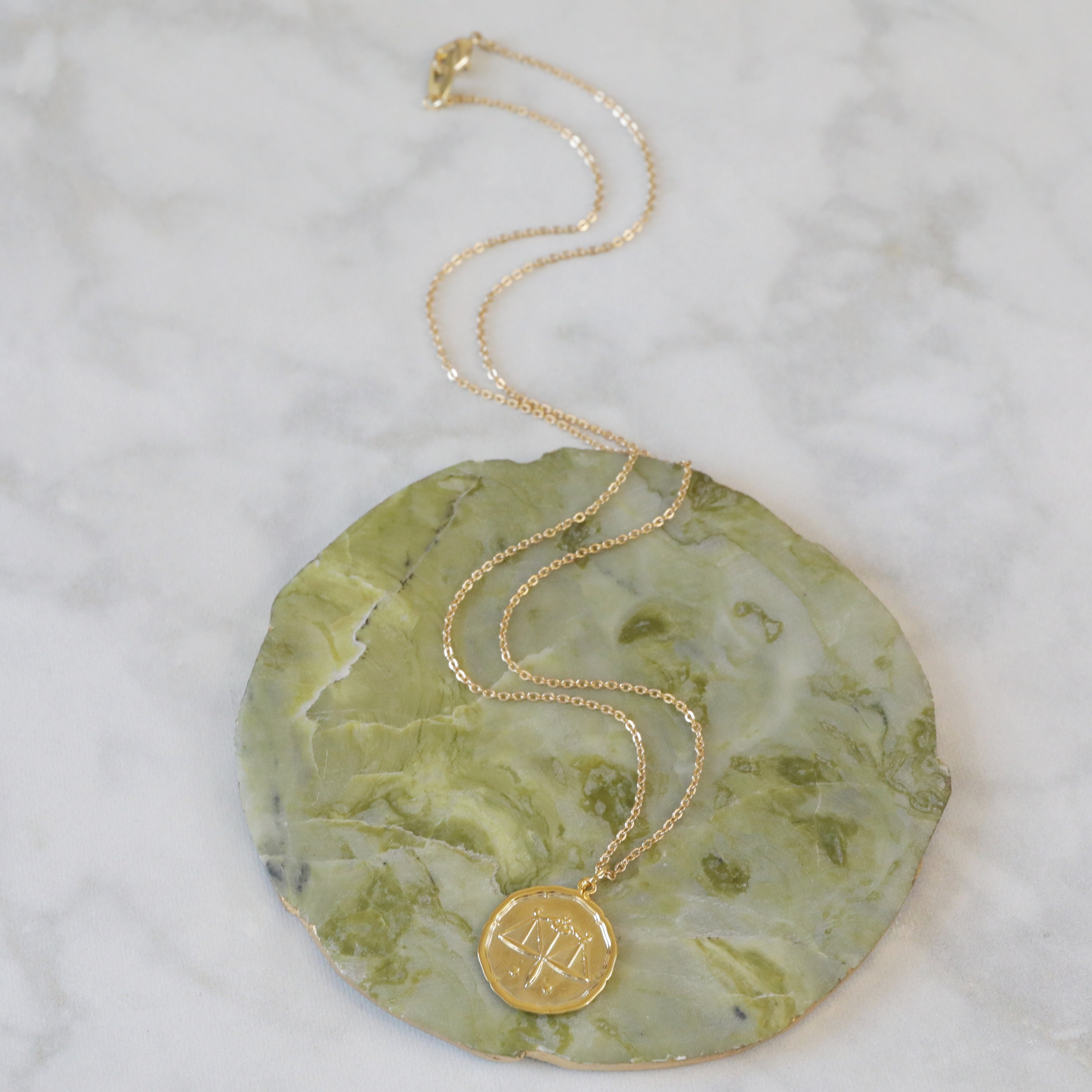 Libra Sign Coin Necklace Zodiac Sign Jewelrycelestial | Etsy