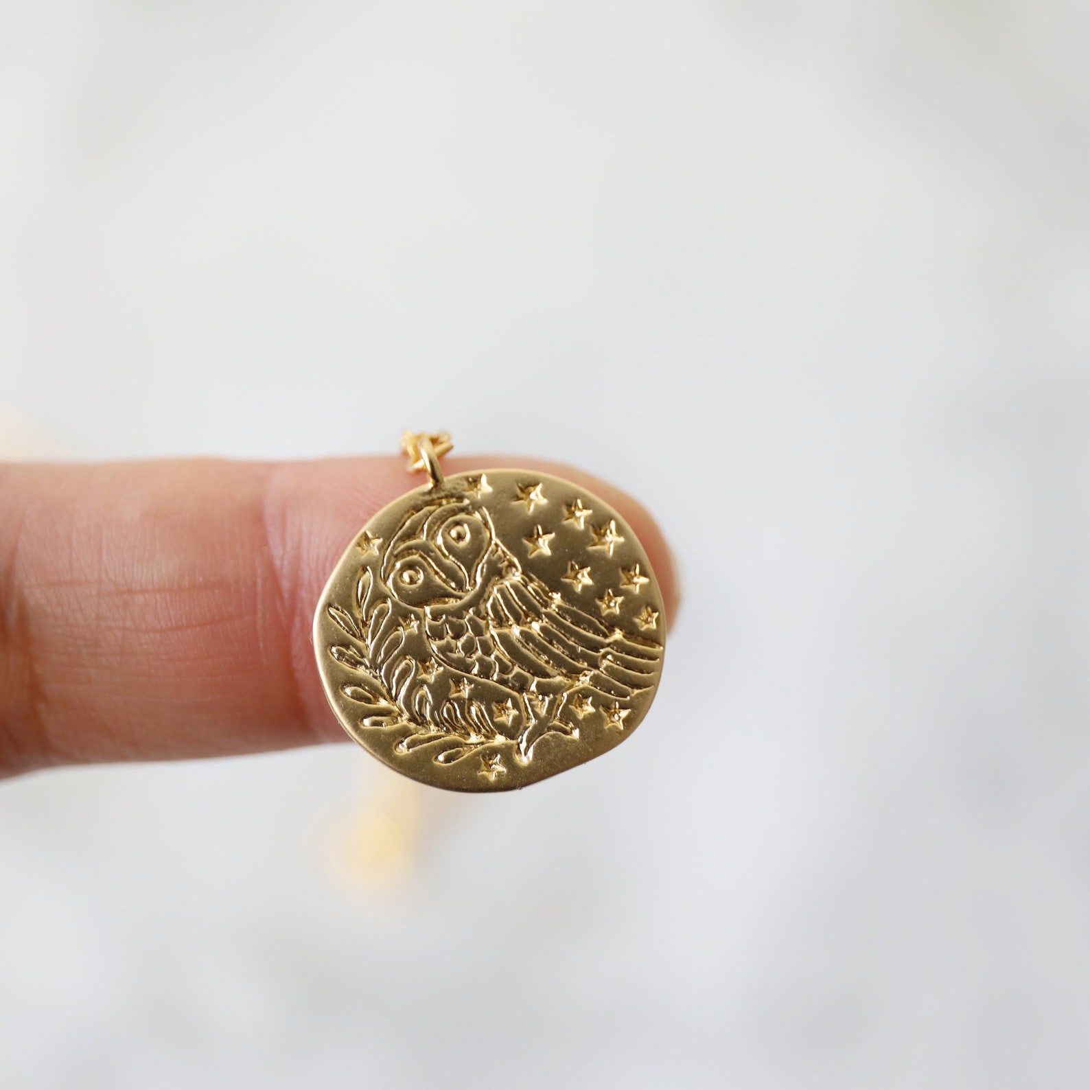 Gold Owl Coin Pendant Necklace Owl Necklacebirthday Gift - Etsy