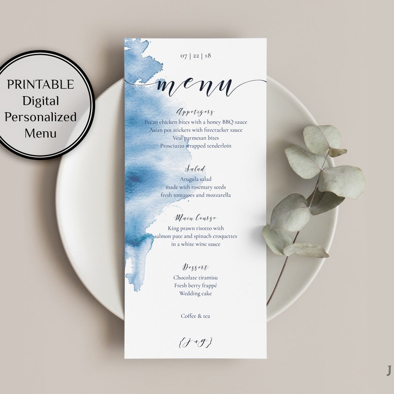 Watercolor Wedding Menu - Etsy