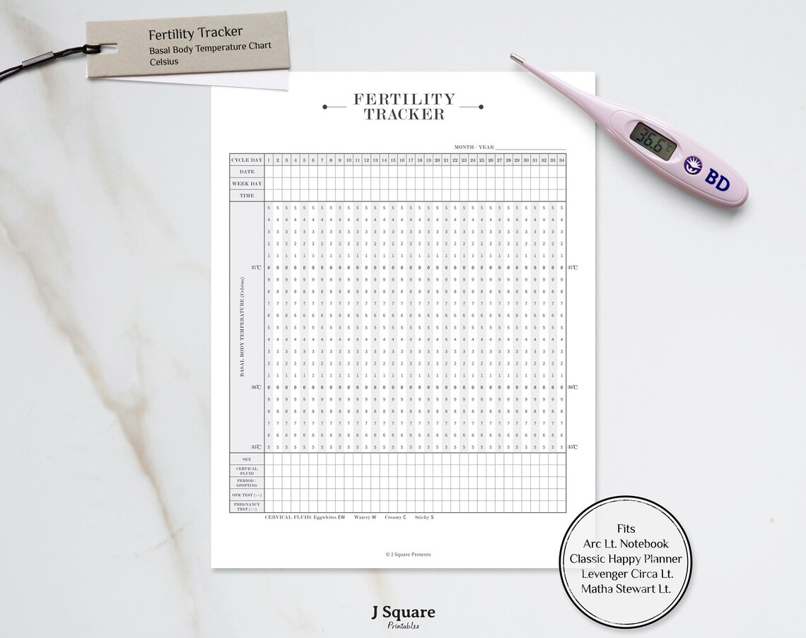 Printable Fertility Tracker Basal Body Temperature Chart | Etsy