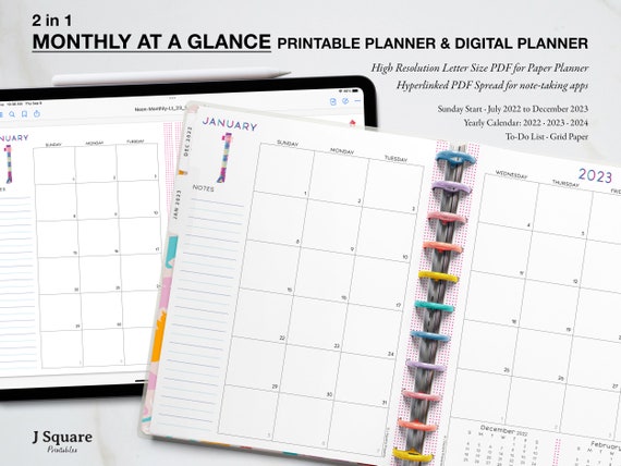 Printable Letter Size Planner Refill & Hyperlinked Digital - Etsy