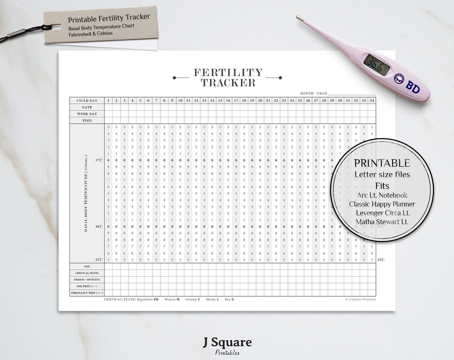 Printable Fertility Tracker Landscape Layout Basal Body - Etsy India
