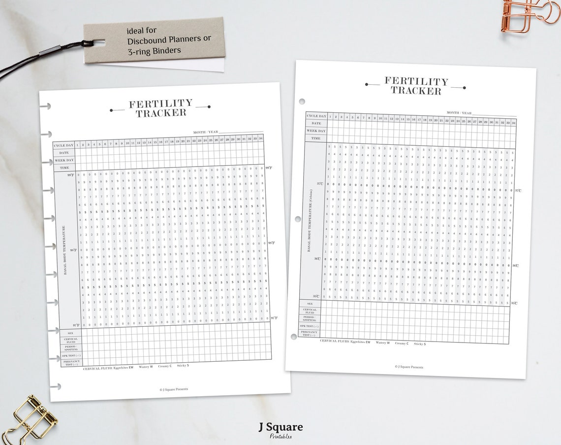 Printable Fertility Tracker Basal Body Temperature Chart | Etsy