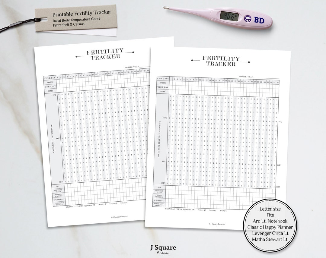 Printable Fertility Tracker, Basal Body Temperature Chart, Health ...