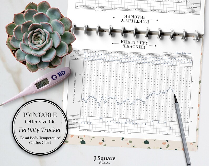 Printable Fertility Tracker Landscape Layout, Basal Body Temperature ...