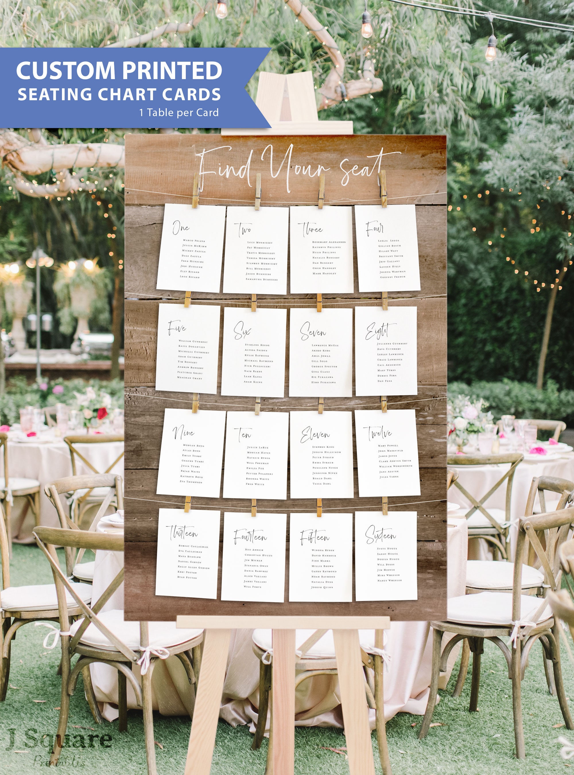 Printed Minimalist Personalized Wedding Seating Chart Card, Modern ...